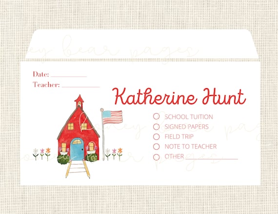 Personalized Envelopes School Set of 25 Vintage School | Etsy