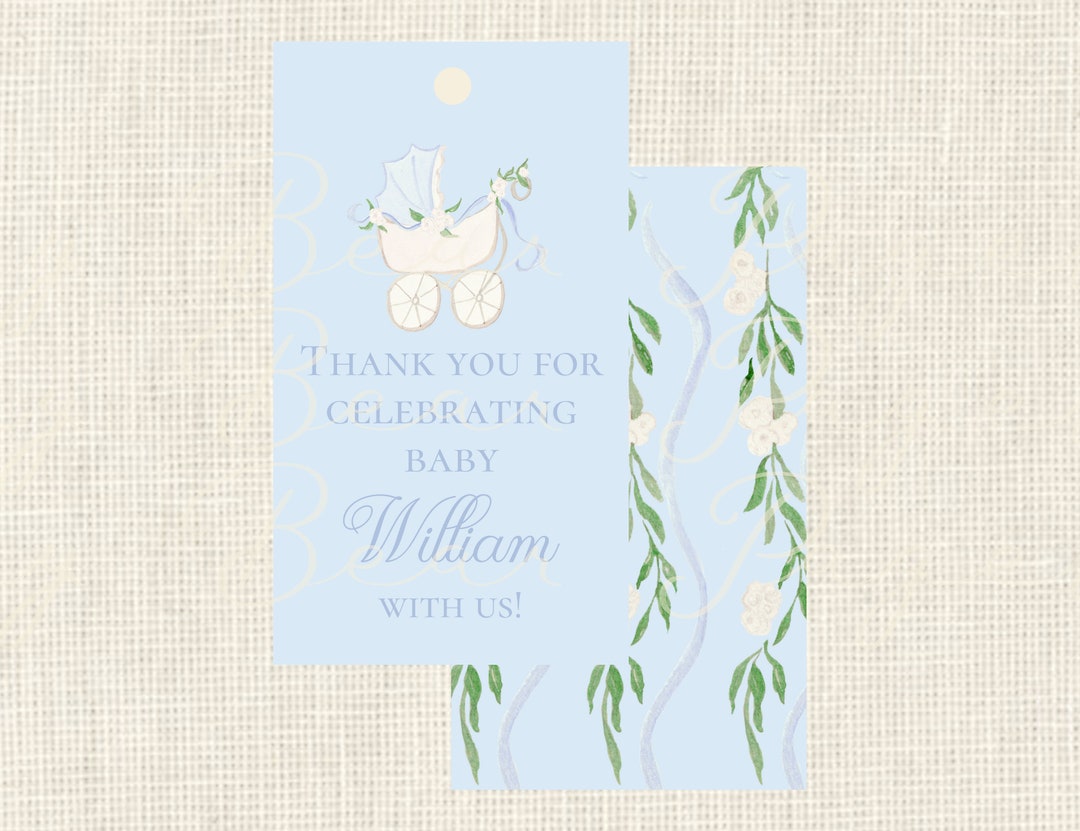 Baby Shower Favor Tags / Watercolor Carriage - Etsy