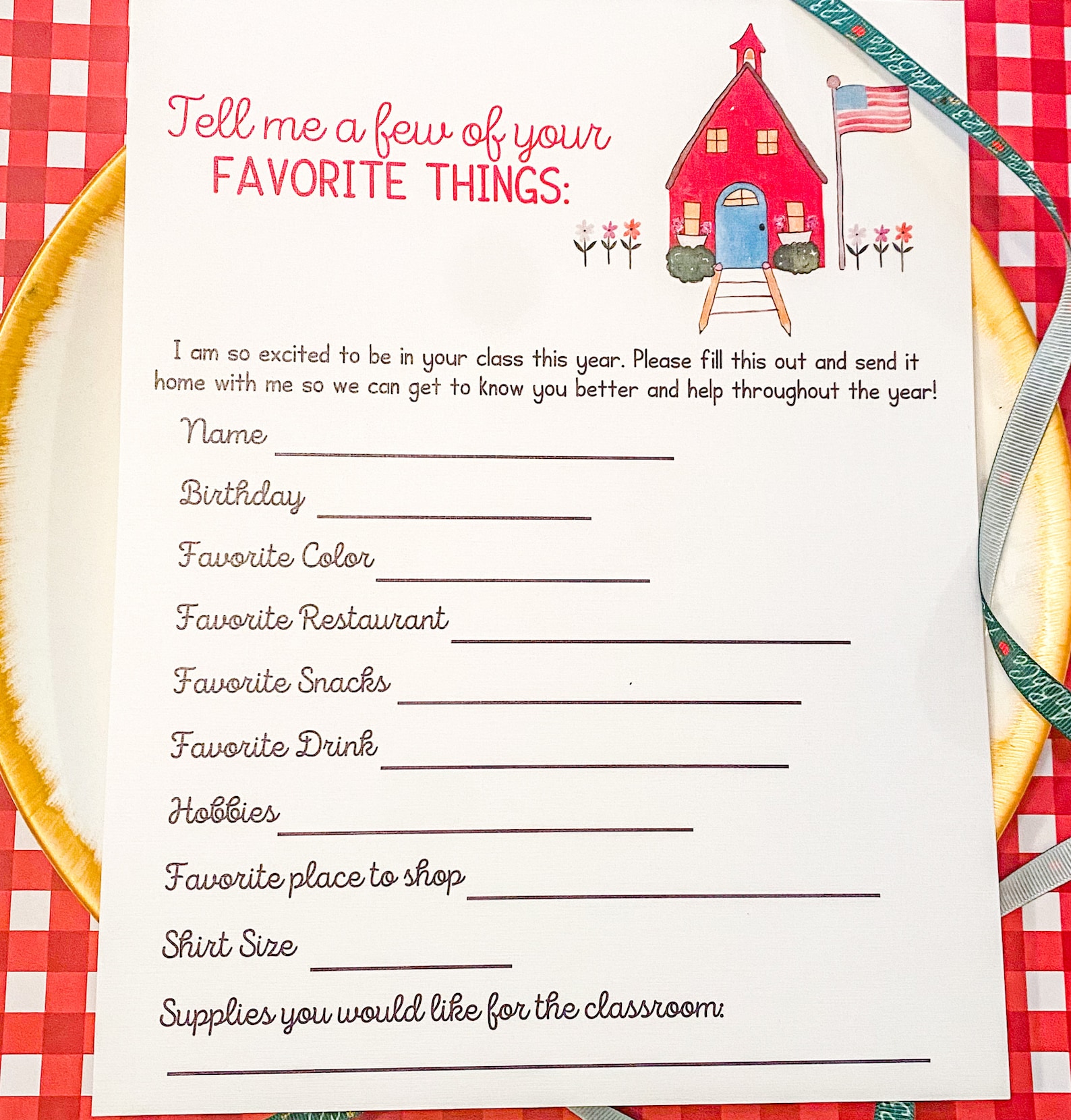 Teacher Questionnaire / Back to School / Teacher Appreciation - Etsy