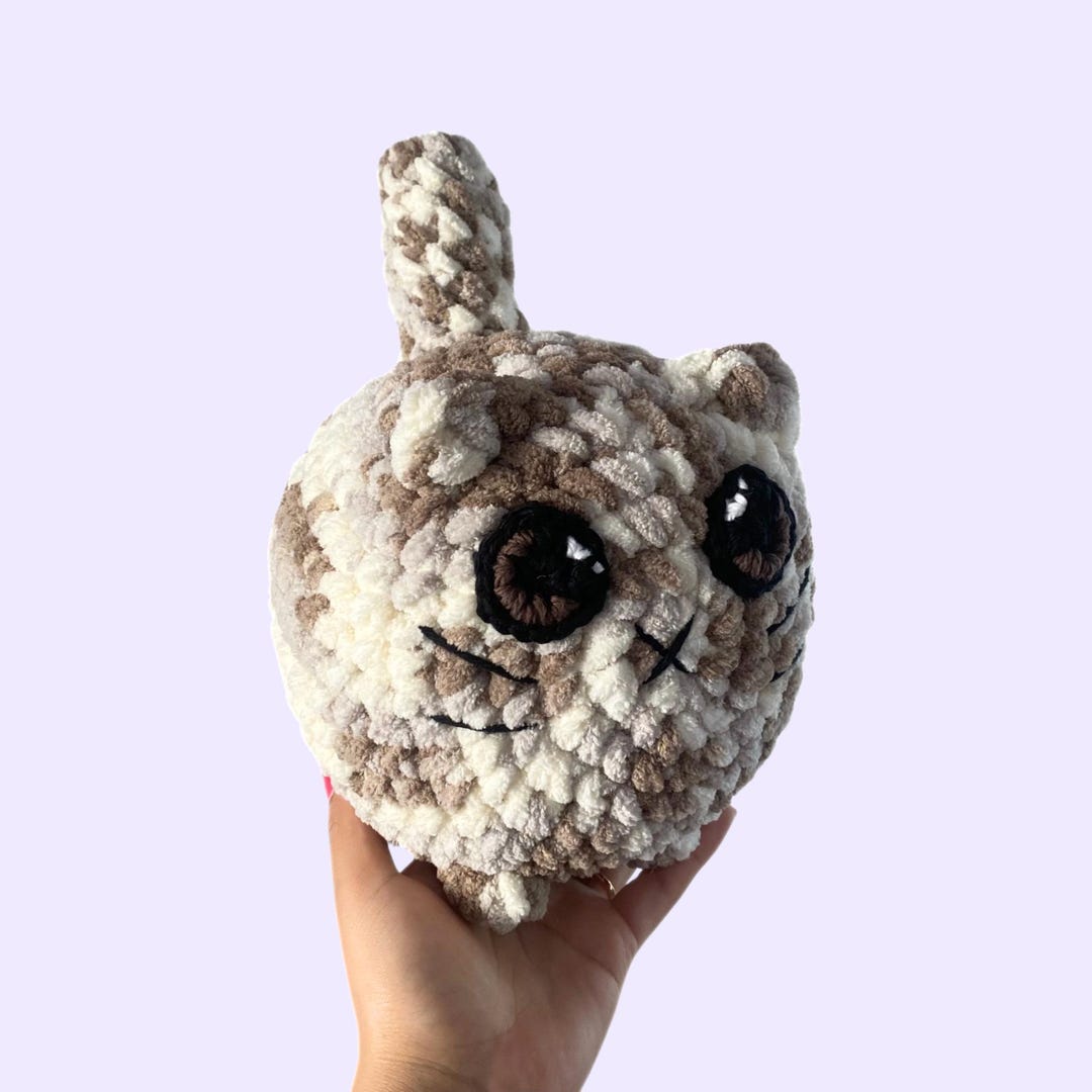 White Mix Tabby Crochet Loaf Cat - Handmade Plushie - Etsy