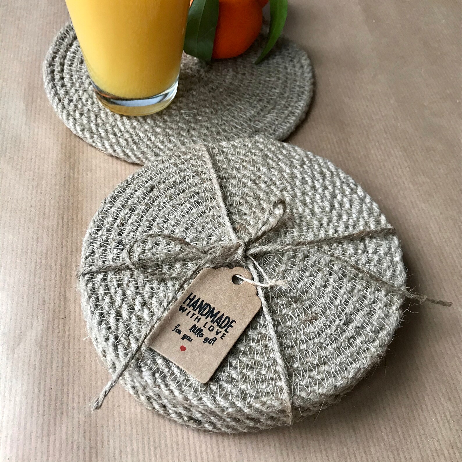 Jute Rope Rustic Coasters, Natural Jute Coasters - Etsy