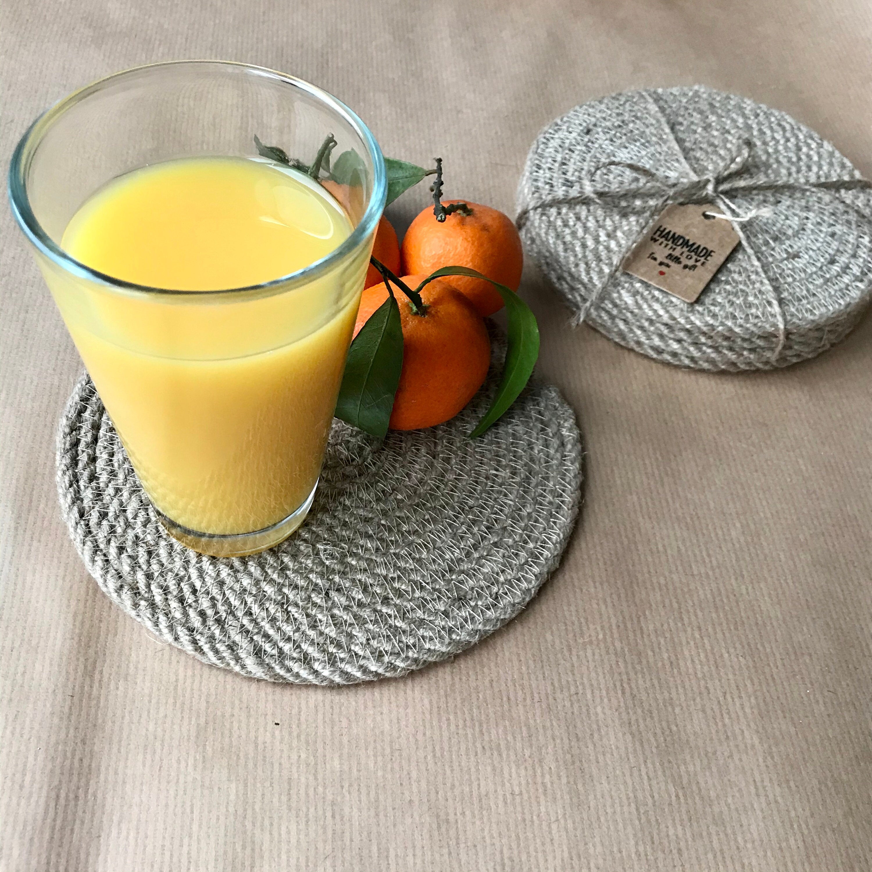 Jute Rope Rustic Coasters, Natural Jute Coasters - Etsy