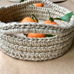 Jute Rope Rustic Round Basket With Handles Jute Tray for | Etsy