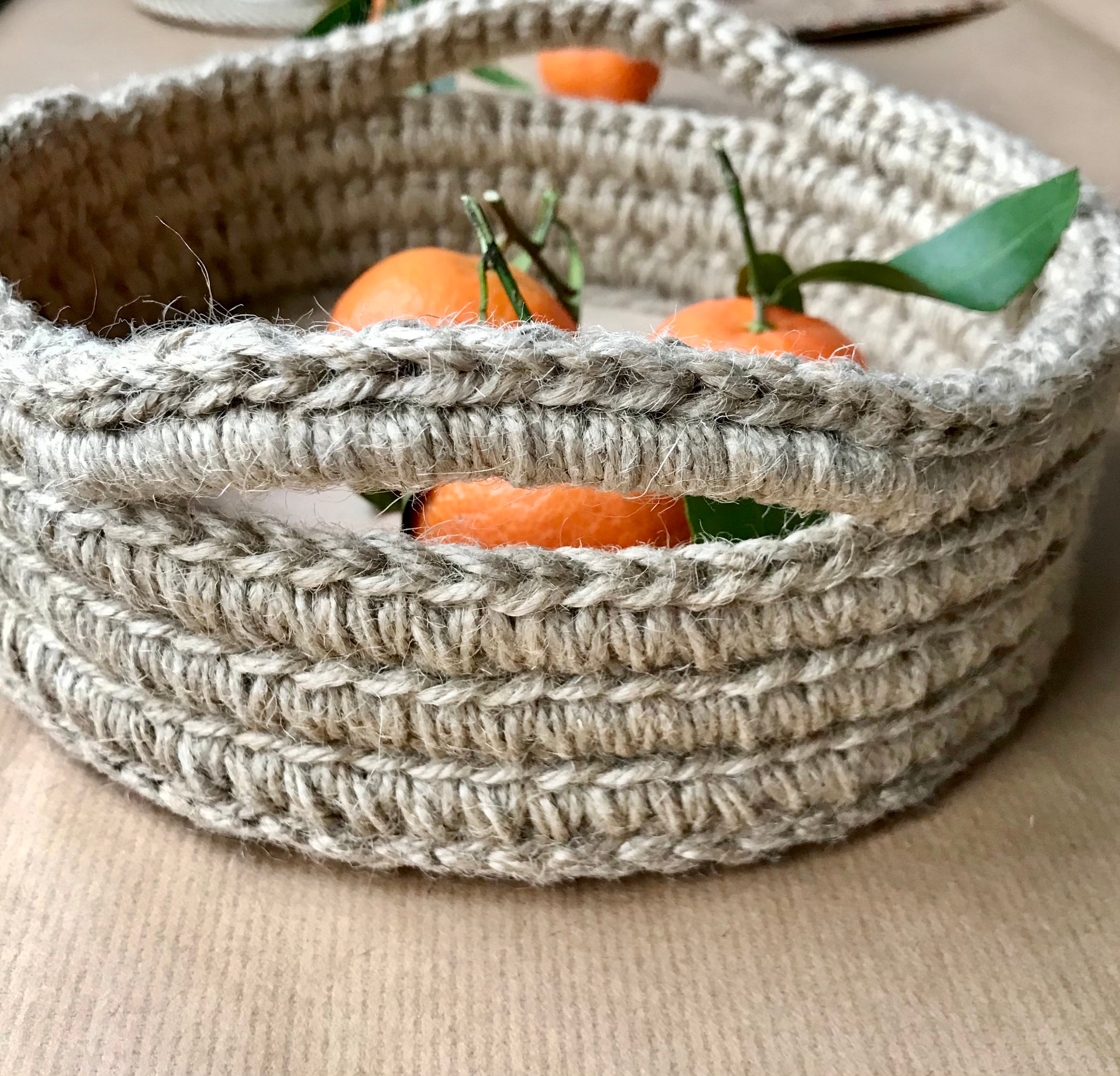 Jute Rope Rustic Round Basket with Handles Jute tray for | Etsy