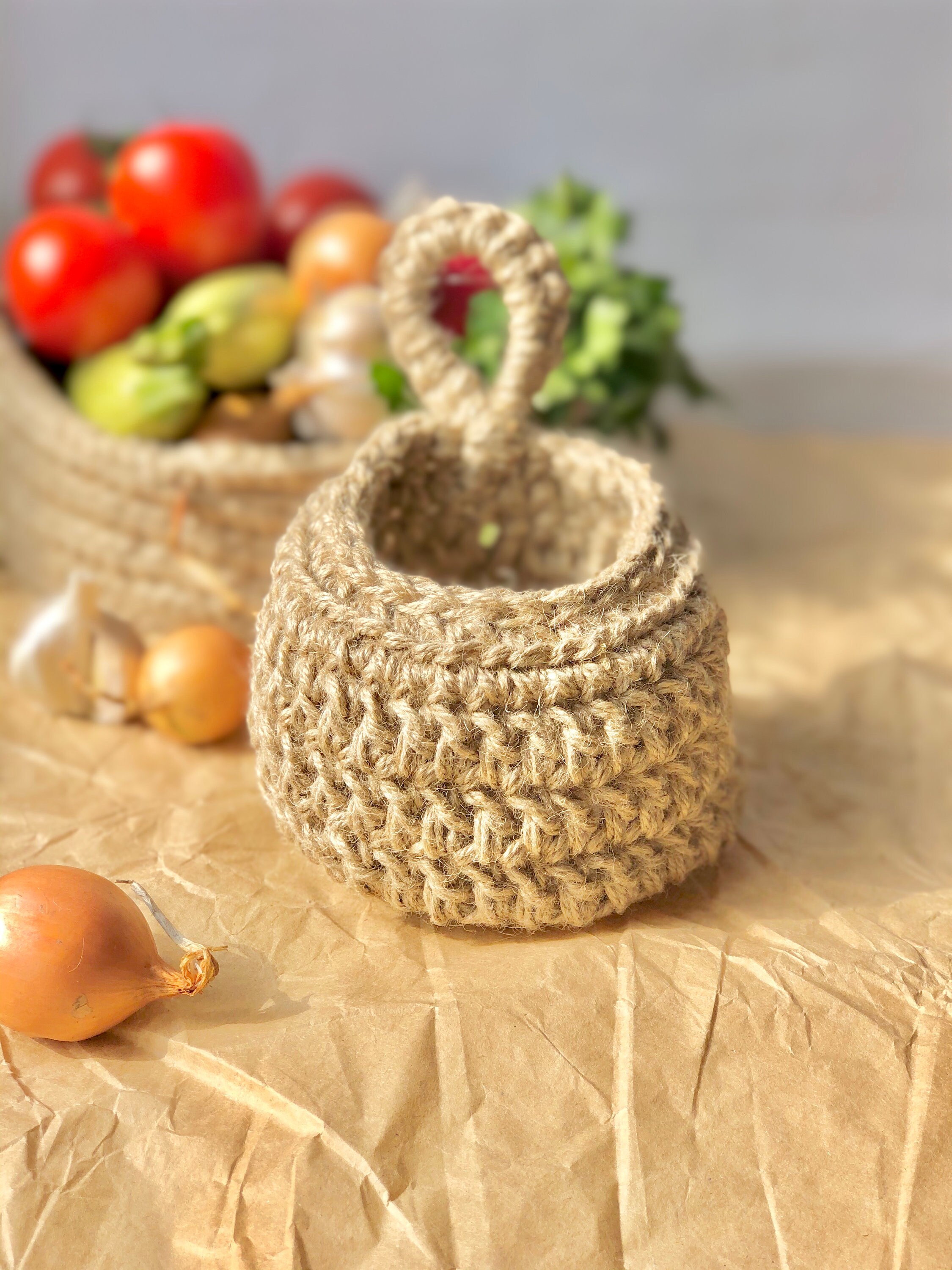 Jute Rustic Storage Basket Eco friendly Jute Hanging Basket - Etsy 日本