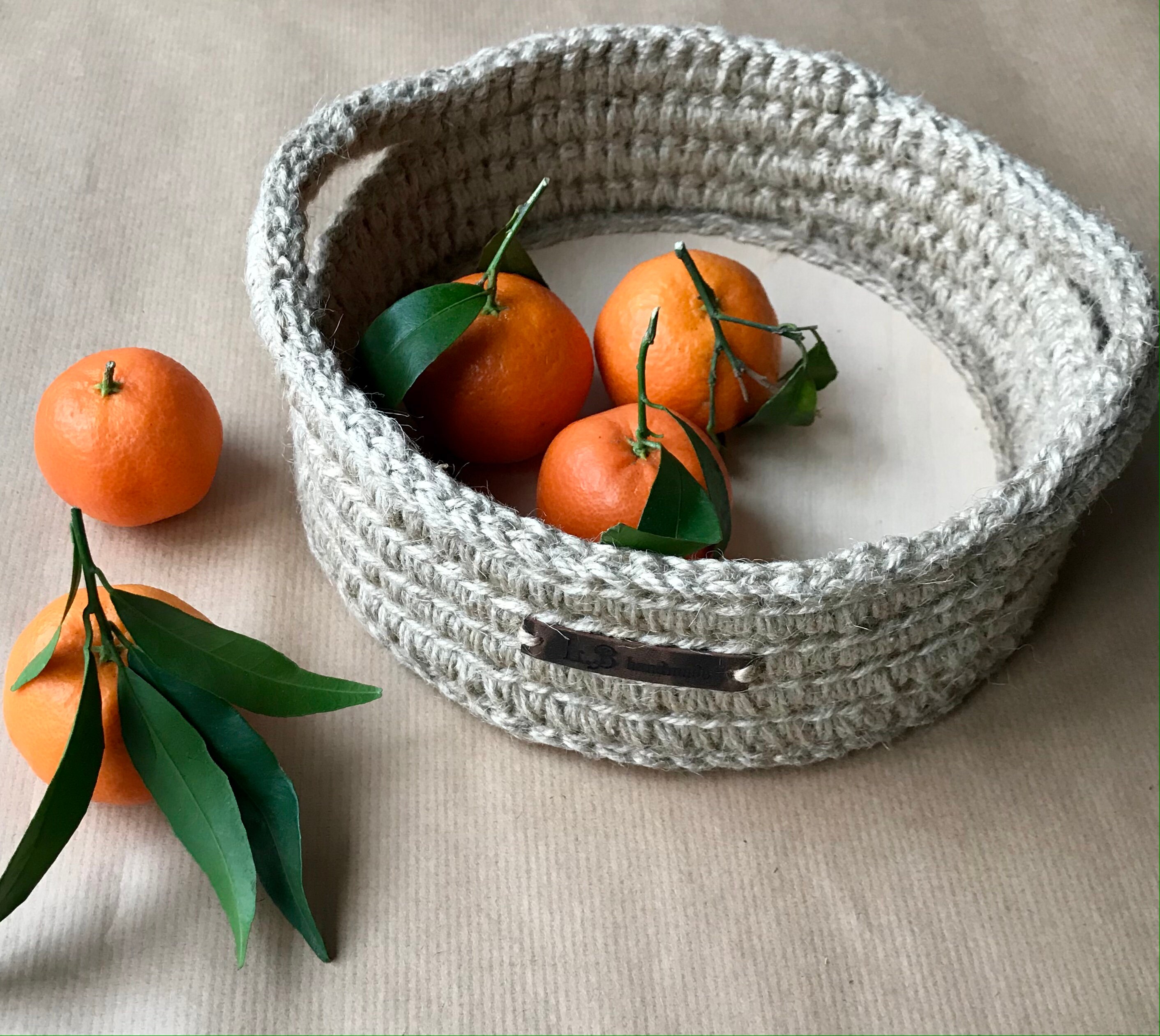 Jute Rope Rustic Round Basket with Handles Jute tray for | Etsy