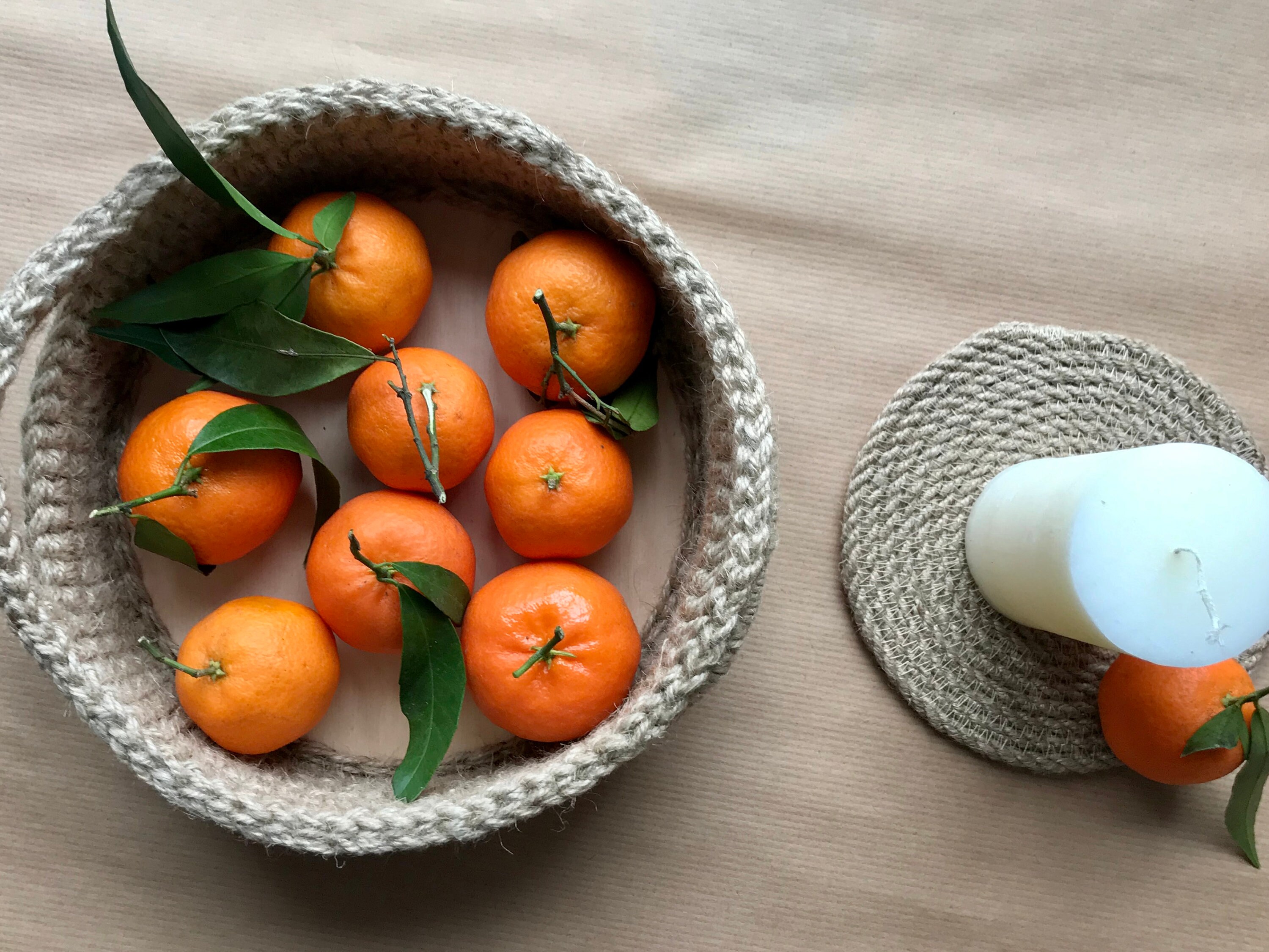 Jute Rope Rustic Round Basket with Handles Jute tray for | Etsy
