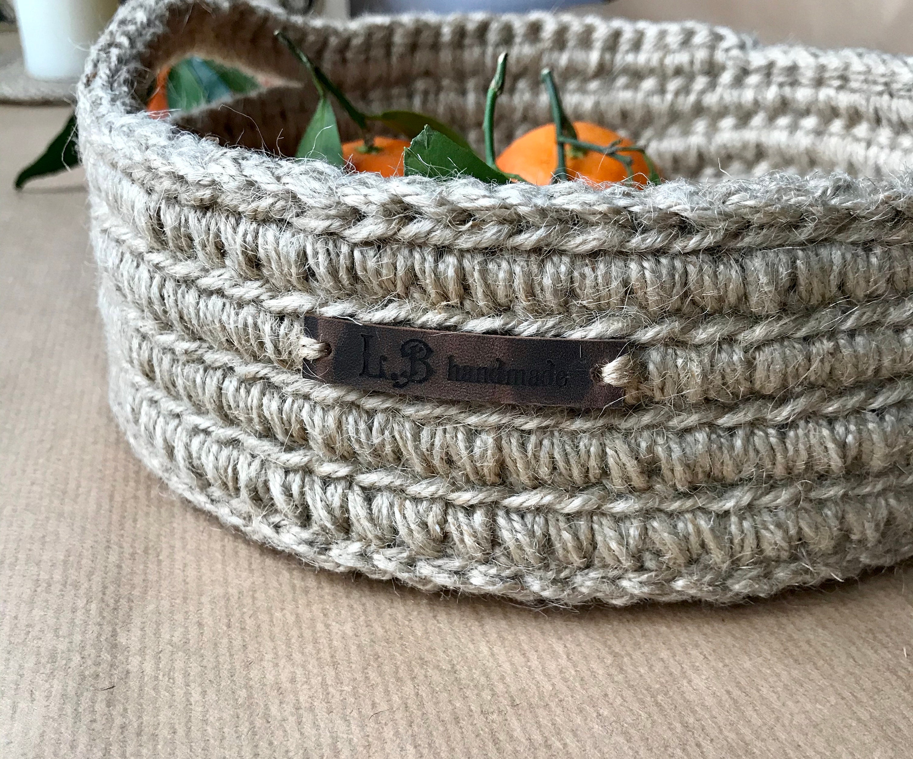 Jute Rope Rustic Round Basket with Handles Jute tray for | Etsy