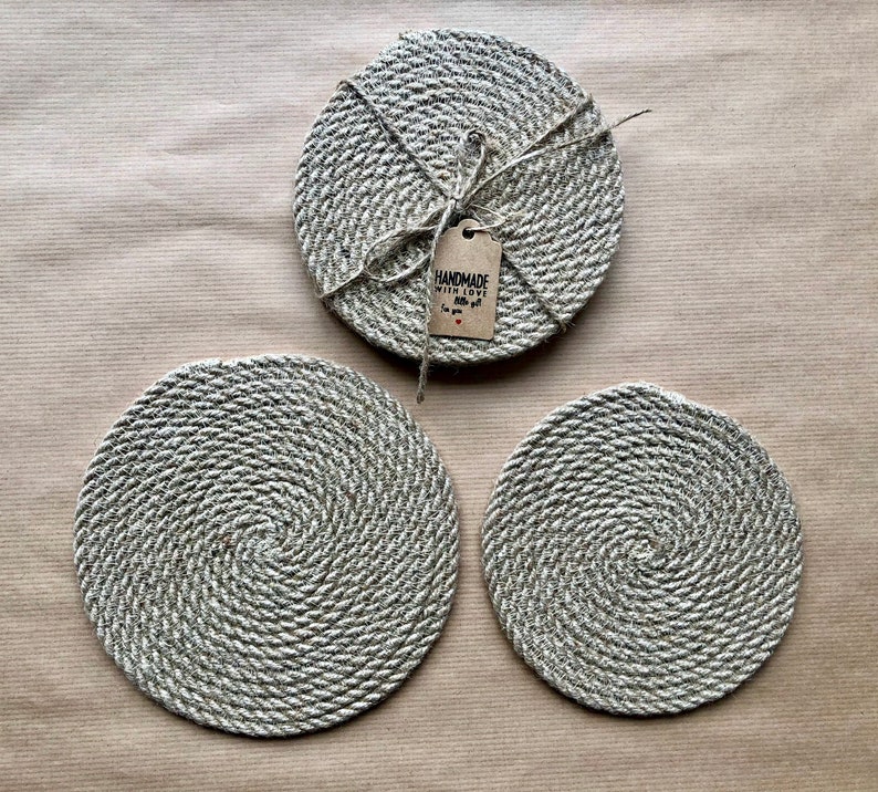 Jute Rope Rustic Coasters Natural Jute Coasters - Etsy