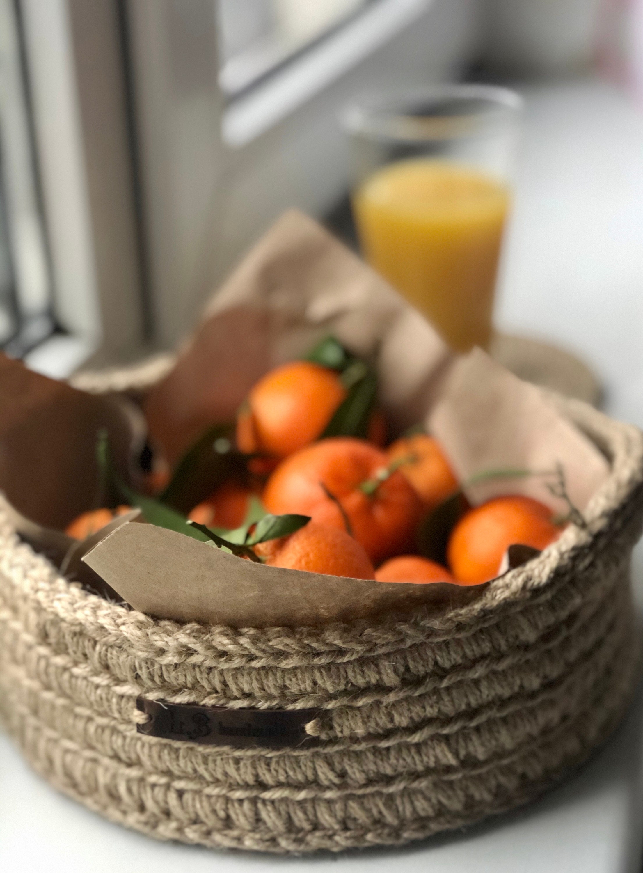 Jute Rope Rustic Round Basket with Handles Jute tray for | Etsy