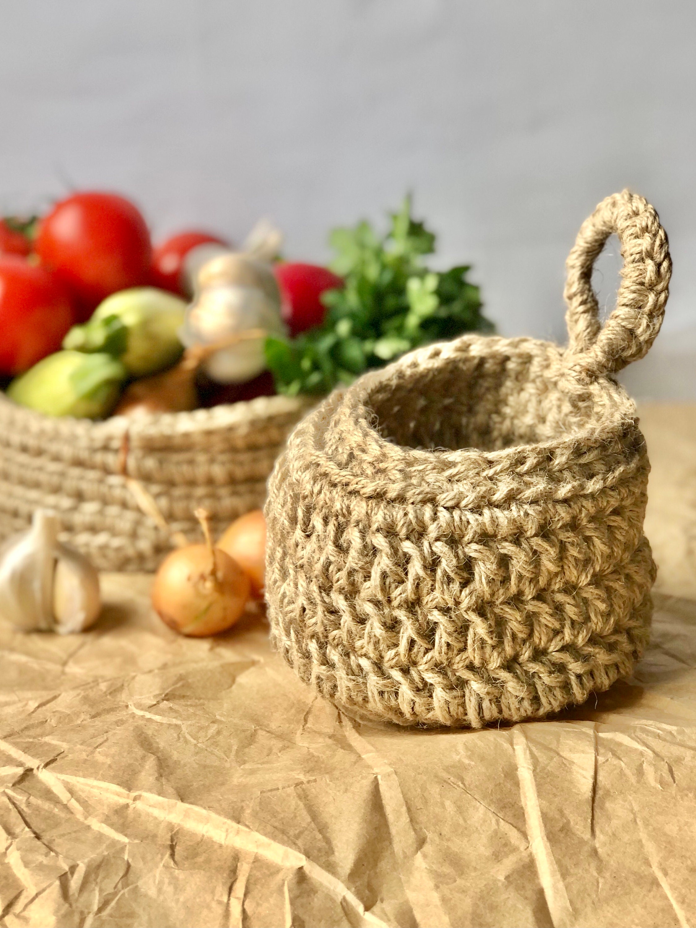 Jute Rustic Storage Basket Eco friendly Jute Hanging Basket - Etsy 日本