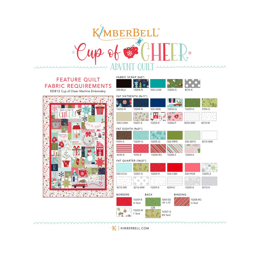 Fabric Kit Kimberbell's Cup of Cheer Advent Quilt Top Fabric Kit - Etsy
