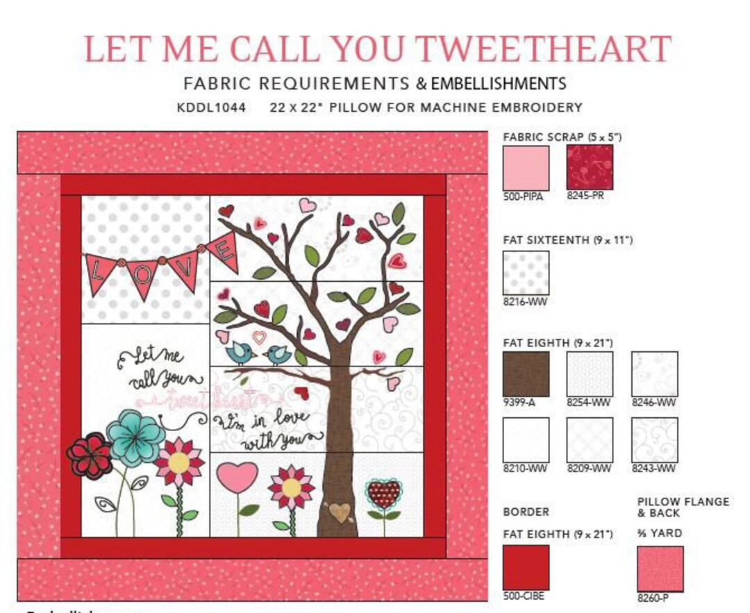 Let Me Call You Tweetheart Fabric Kit and Embellishments for Kimberbell ...