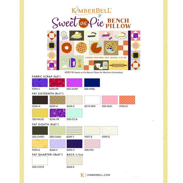 Kimberbell Sweet as Pie Bench Pillow - Etsy