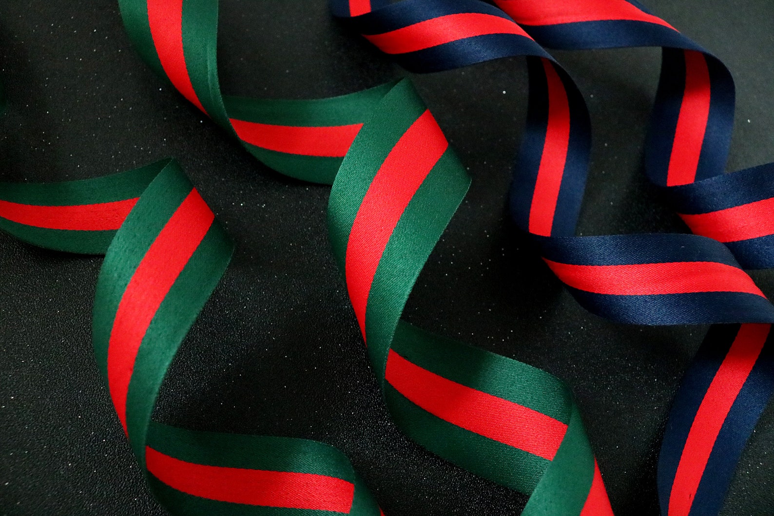 1.2 1.6 Red and Green Striped Ribbon Dark blue | Etsy