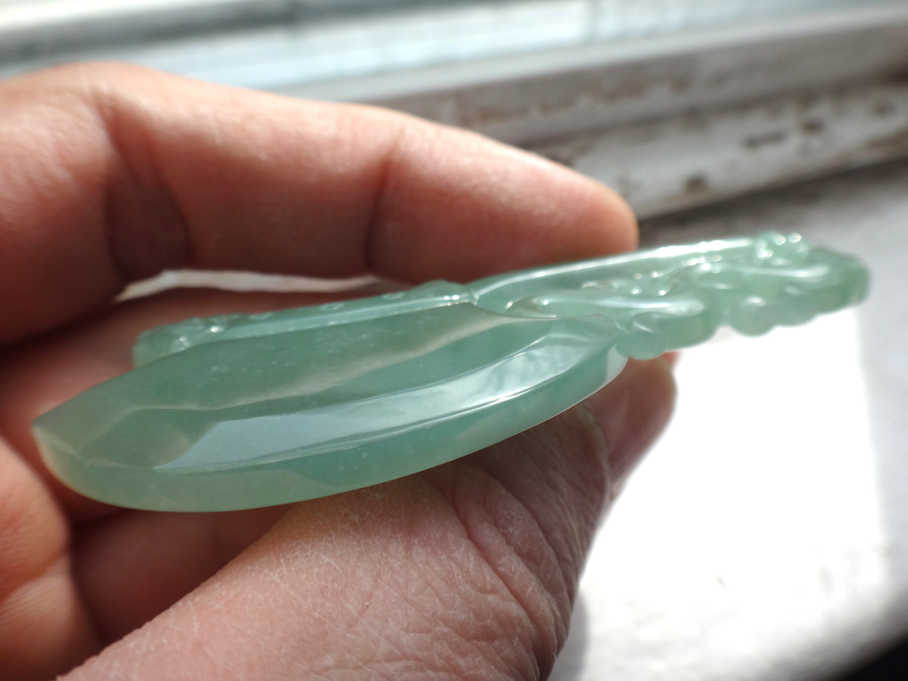 Natural A Jadeite Icy Full Green Dragon Knife Sword Pendant Decoration ...