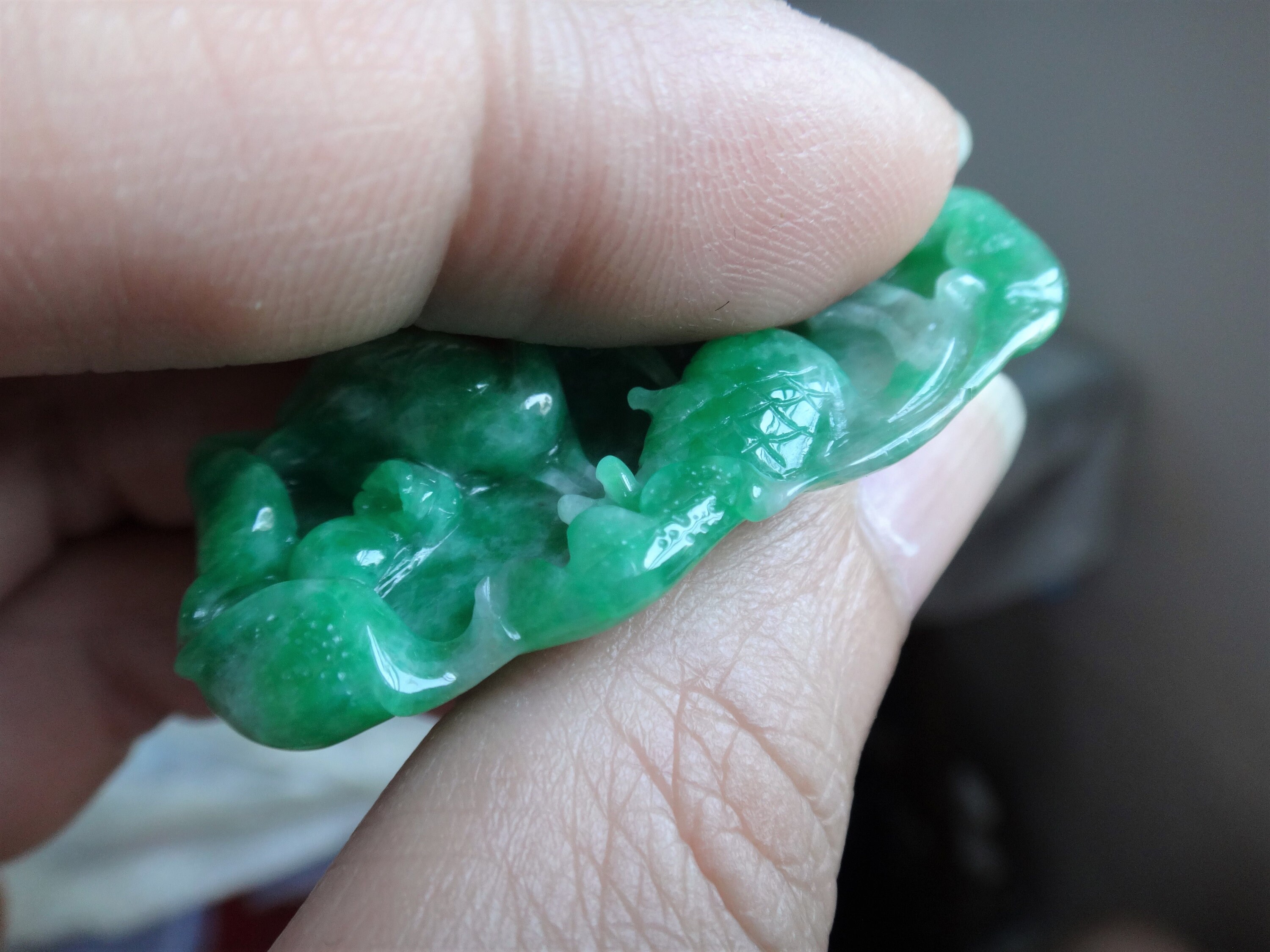 Natural Genuine A Jadeite Jade Emblem Sun Green Egret Bird With Fish ...