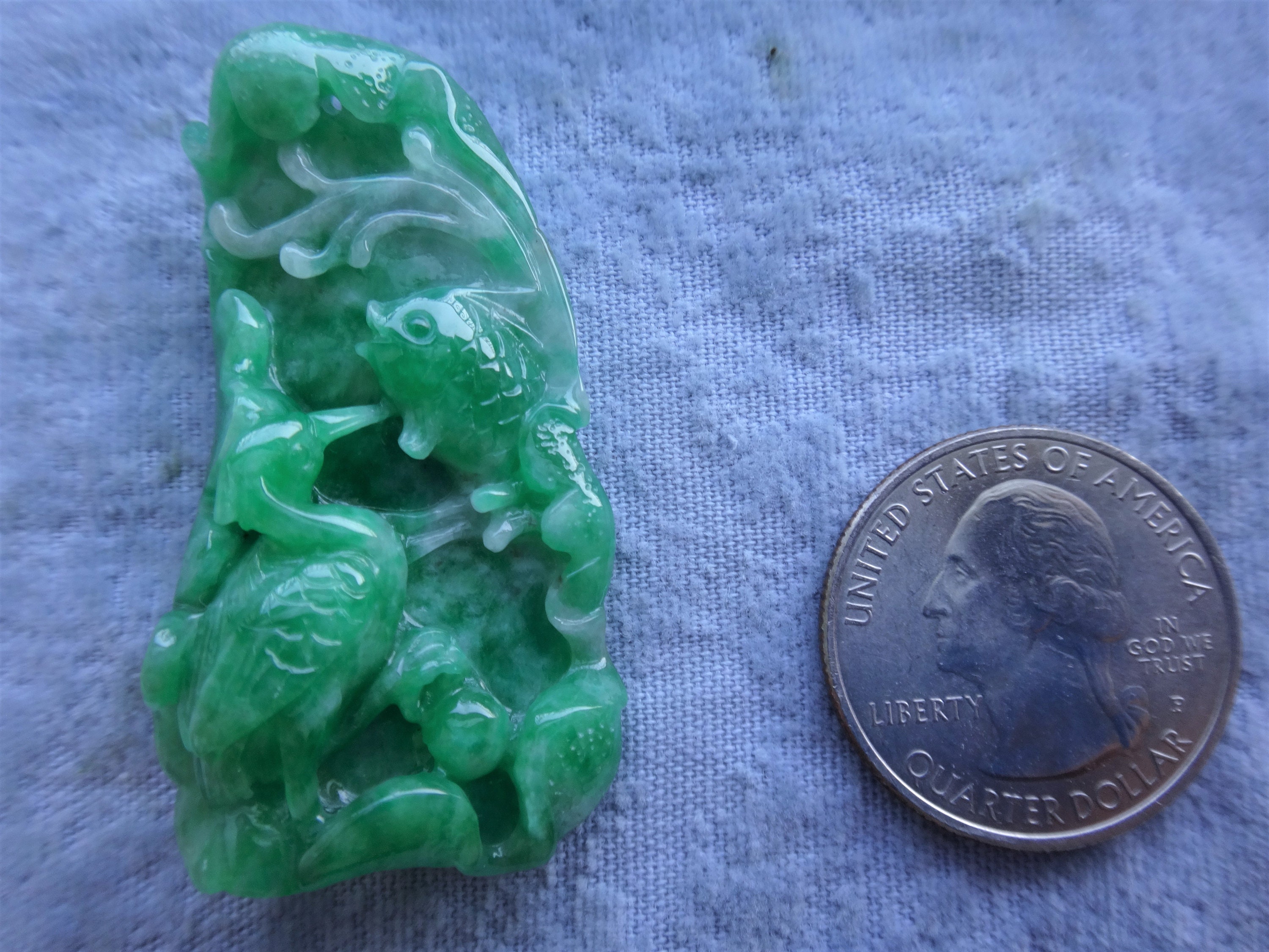 Natural Genuine A Jadeite Jade Emblem Sun Green Egret Bird | Etsy