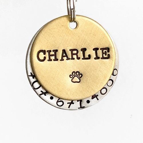 Unique Dog ID Tag Custom Hand Stamped Dog ID Tag - Etsy