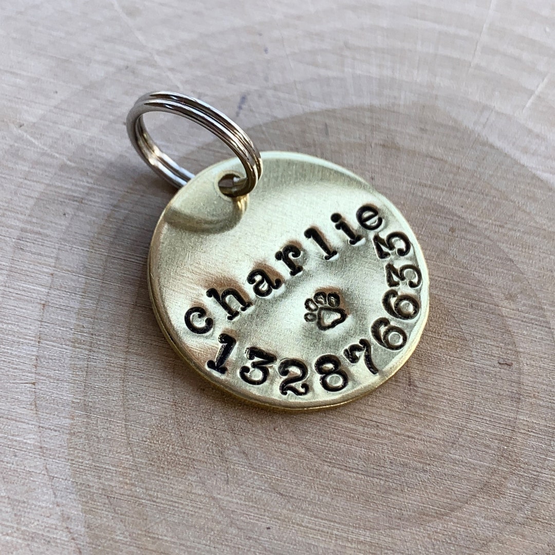 Custom Hand Stamped Pet Name and Phone ID Tag - Etsy