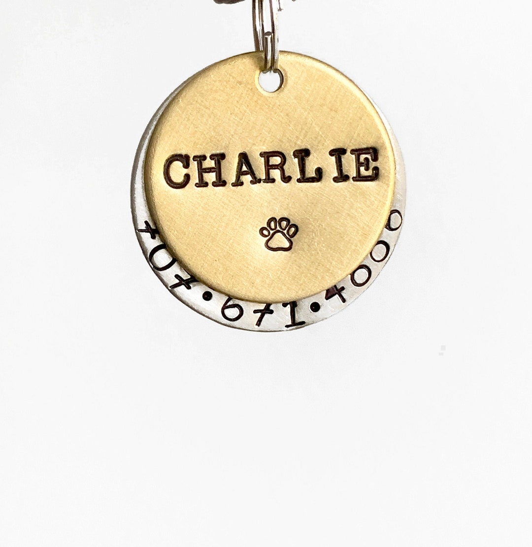 Stacked Dog Id / Dog Name Tag/ Puppy Tag / Custom Pet Tags / Hand ...