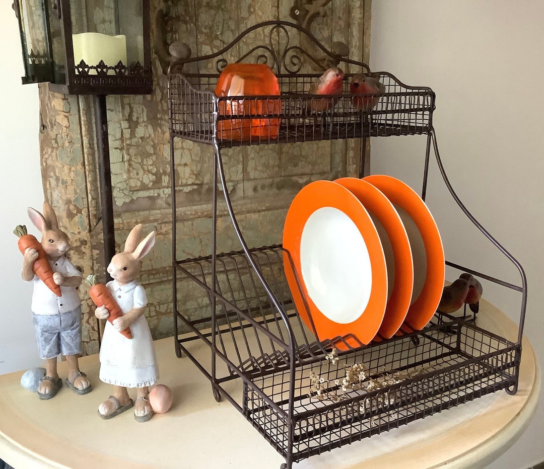 French Dish Draining Rack, Dish Drainer Rack, Wire Metal Plate, Metal ...