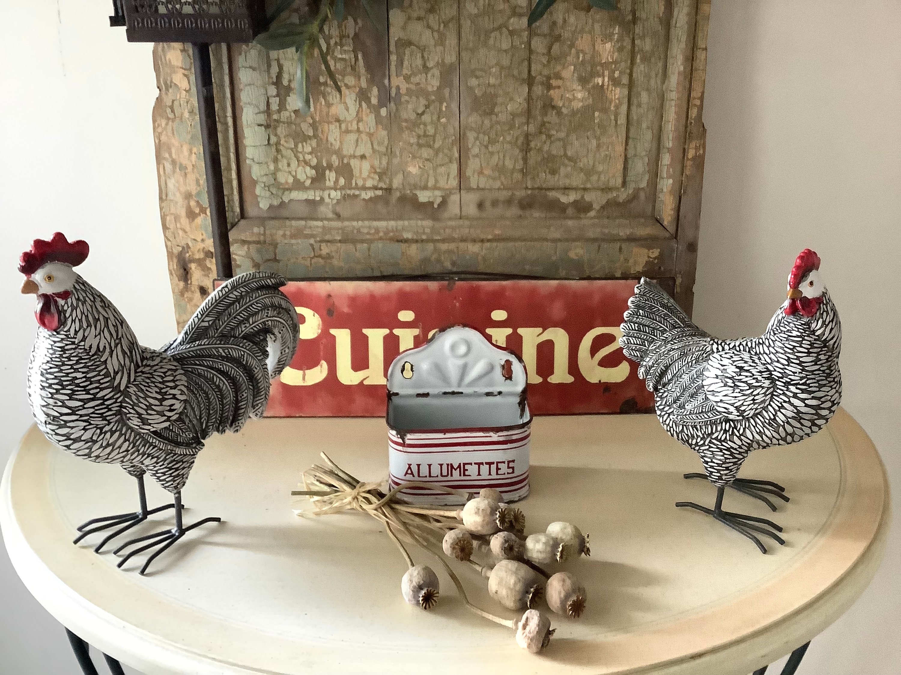 French Enameled Matchbox: Rustic Kitchen Utensil Holder - Etsy