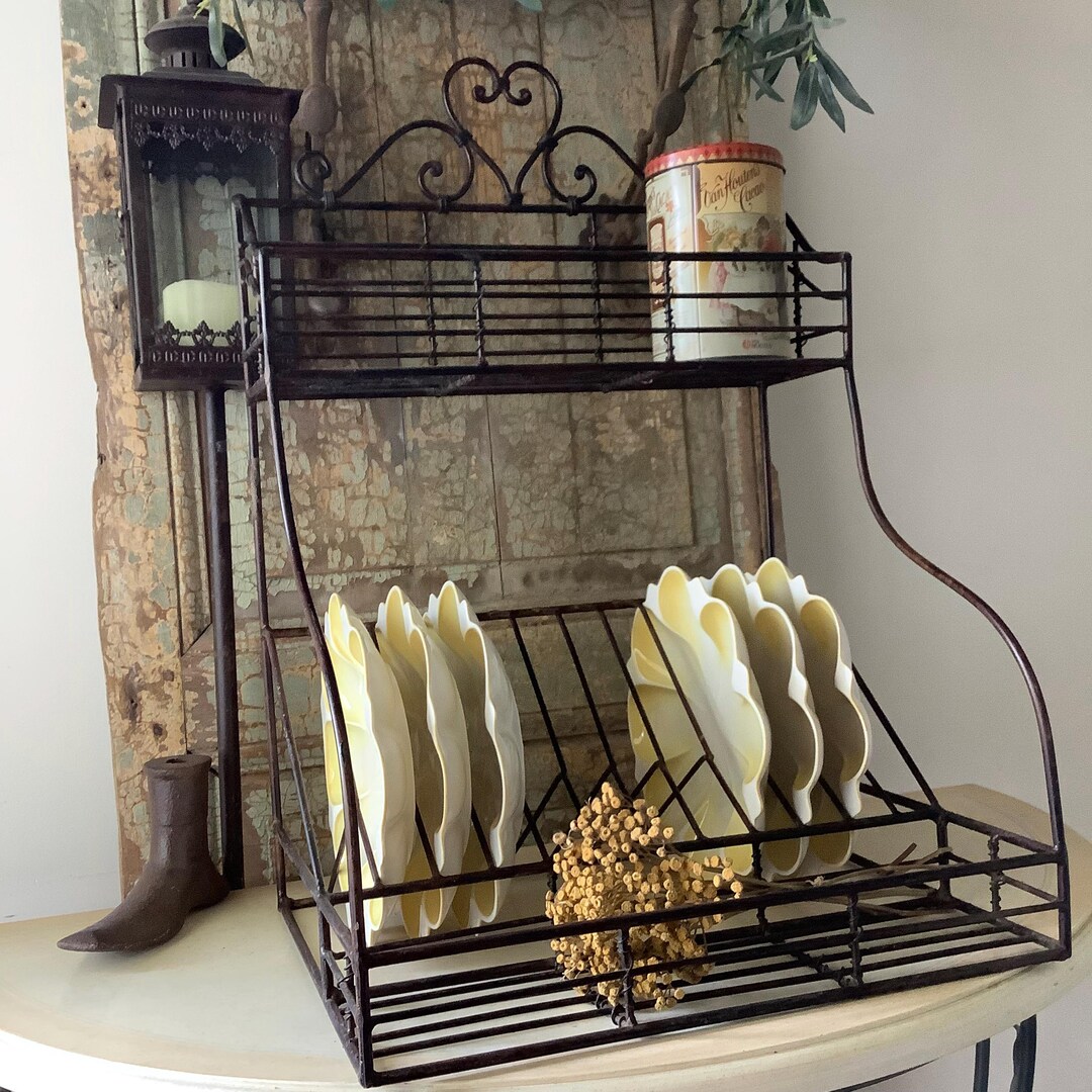 French Dish Draining Rack, Dish Drainer Rack, Wire Metal Plate, Metal ...
