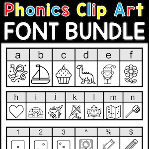 Font Bundle - 10 Phonics Clip Art Fonts - Etsy