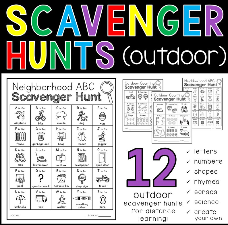 Outdoor Scavenger Hunts for Kids - 12 Printables - Etsy
