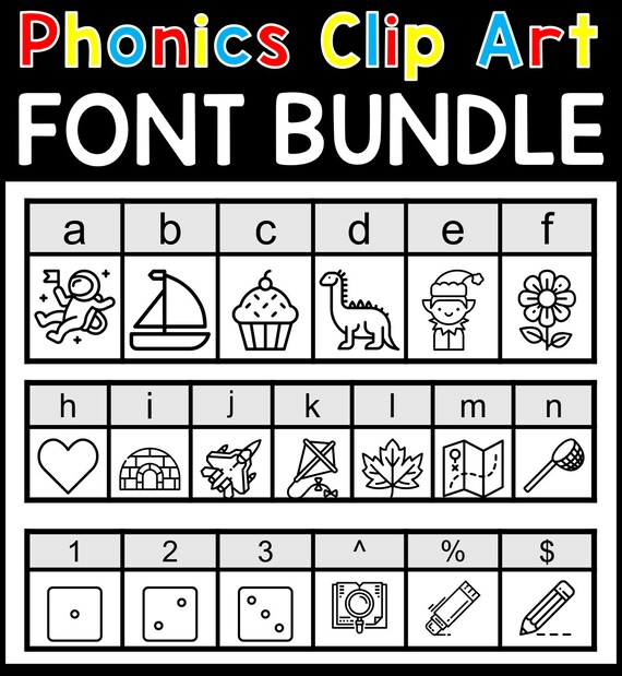 Font Bundle 10 Phonics Clip Art Fonts | Etsy