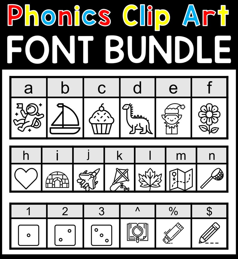 Font Bundle - 10 Phonics Clip Art Fonts - Etsy