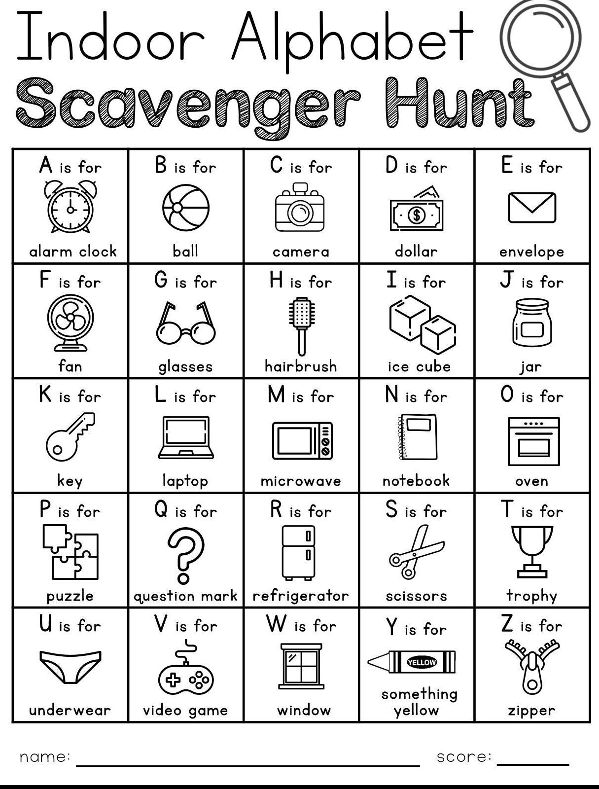 Indoor Scavenger Hunts With Pictures (12 Versions) - Printable Download ...