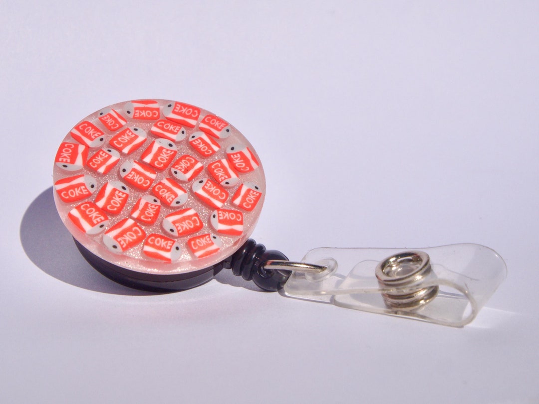 Coca Cola Badge Reel, Resin Badge Reel, Glitter Resin, Custom Badge ...