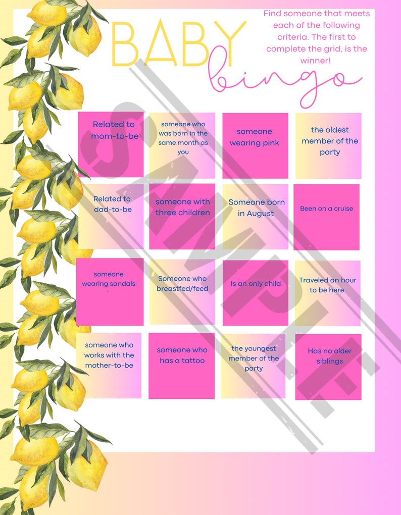 Find the Guest Bingo Baby Shower Game Cards Baby Bingo Game Cards Baby ...