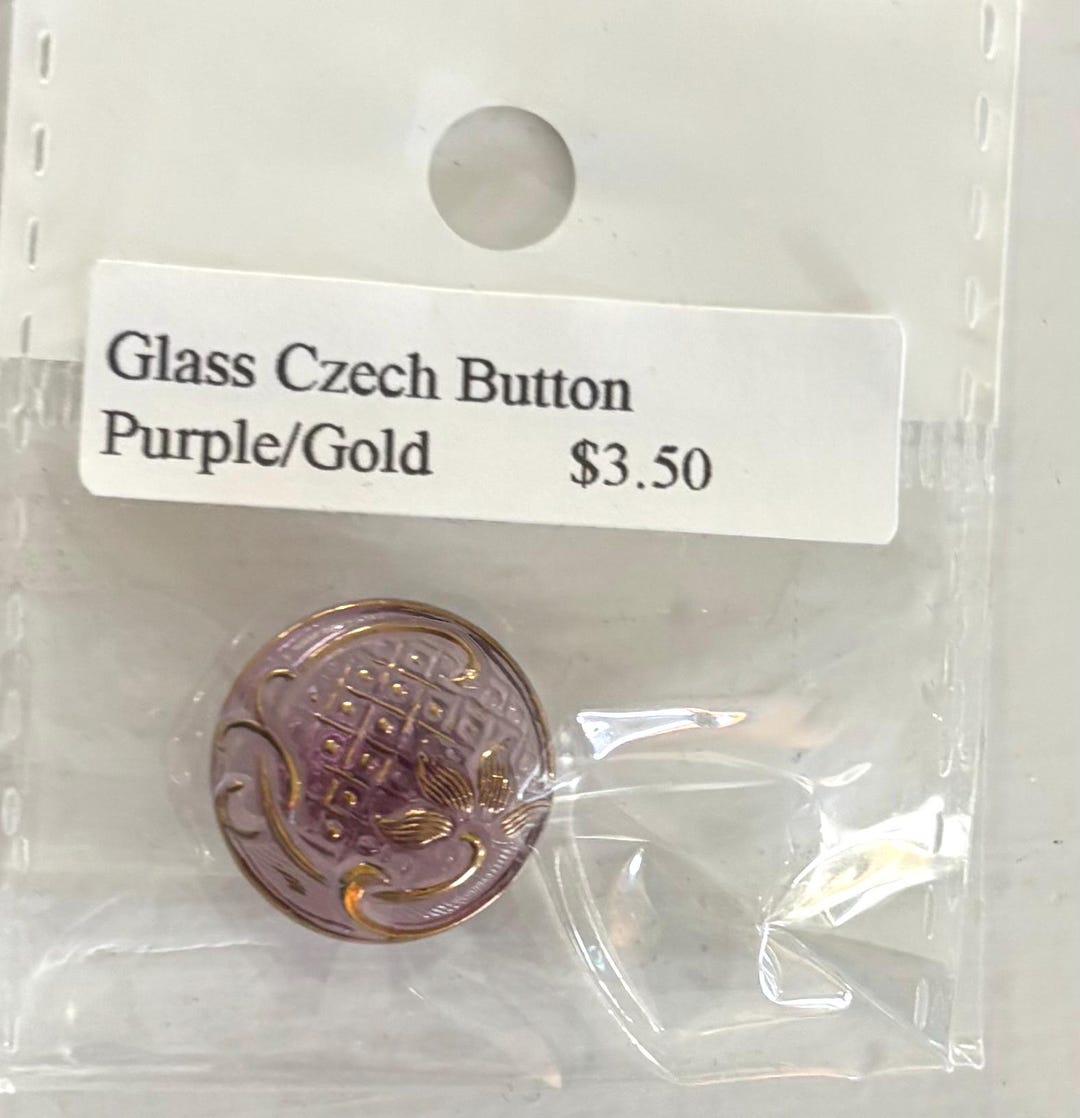 Czech Glass Buttons Glass Shank Style Purple Gold Design - Etsy