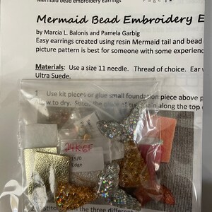 Mermaid Tail Kit Tutorial Pattern Bead Embroidery Art Earrings - Etsy