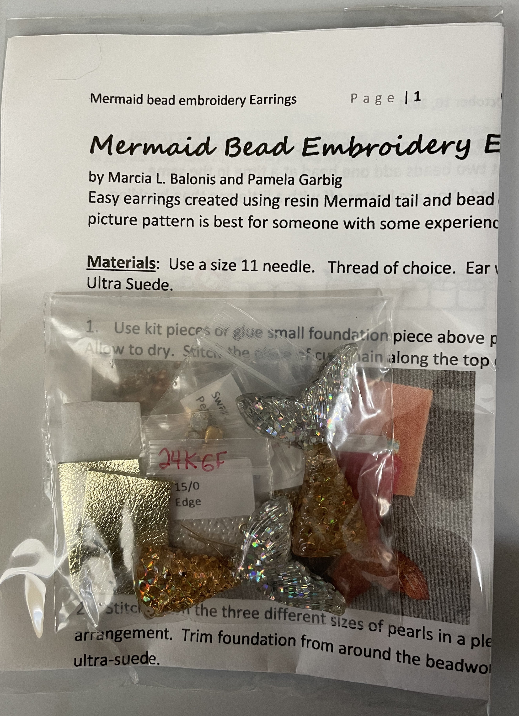 Mermaid Tail Kit Tutorial Pattern Bead Embroidery Art Earrings - Etsy