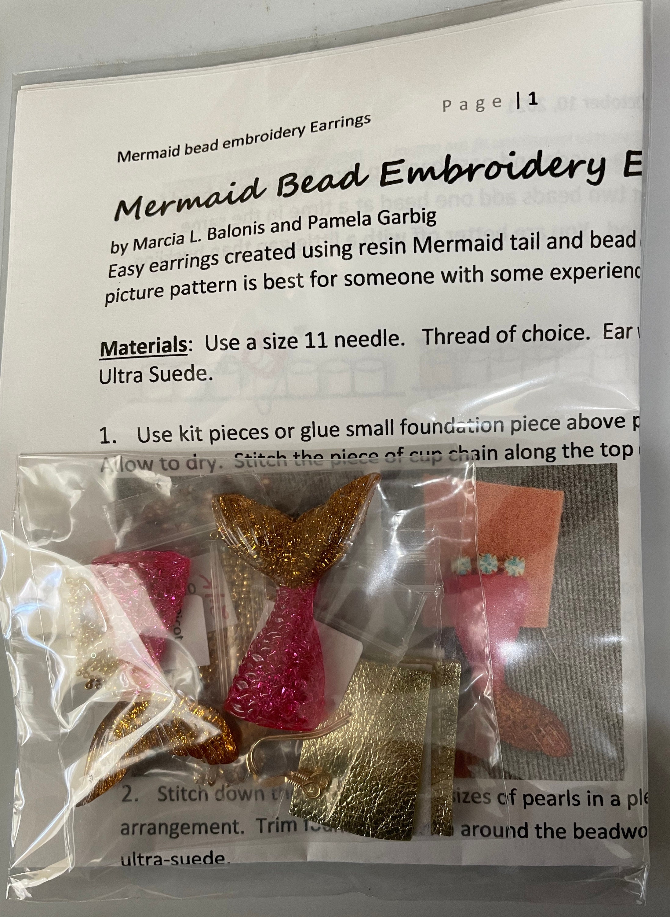 Mermaid Tail Kit Tutorial Pattern Bead Embroidery Art Earrings - Etsy
