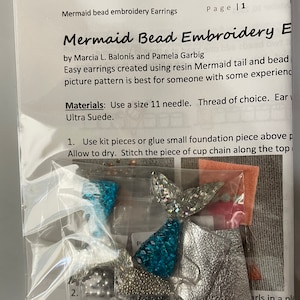 Mermaid Tail Kit Tutorial Pattern Bead Embroidery Art Earrings - Etsy