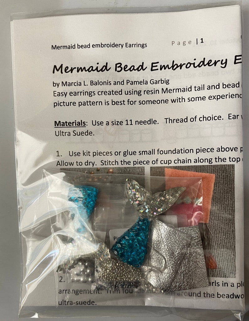 Mermaid Tail Kit Tutorial Pattern Bead Embroidery Art Earrings - Etsy