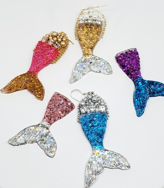 Mermaid Tail Kit Tutorial Pattern Bead Embroidery Art Earrings - Etsy