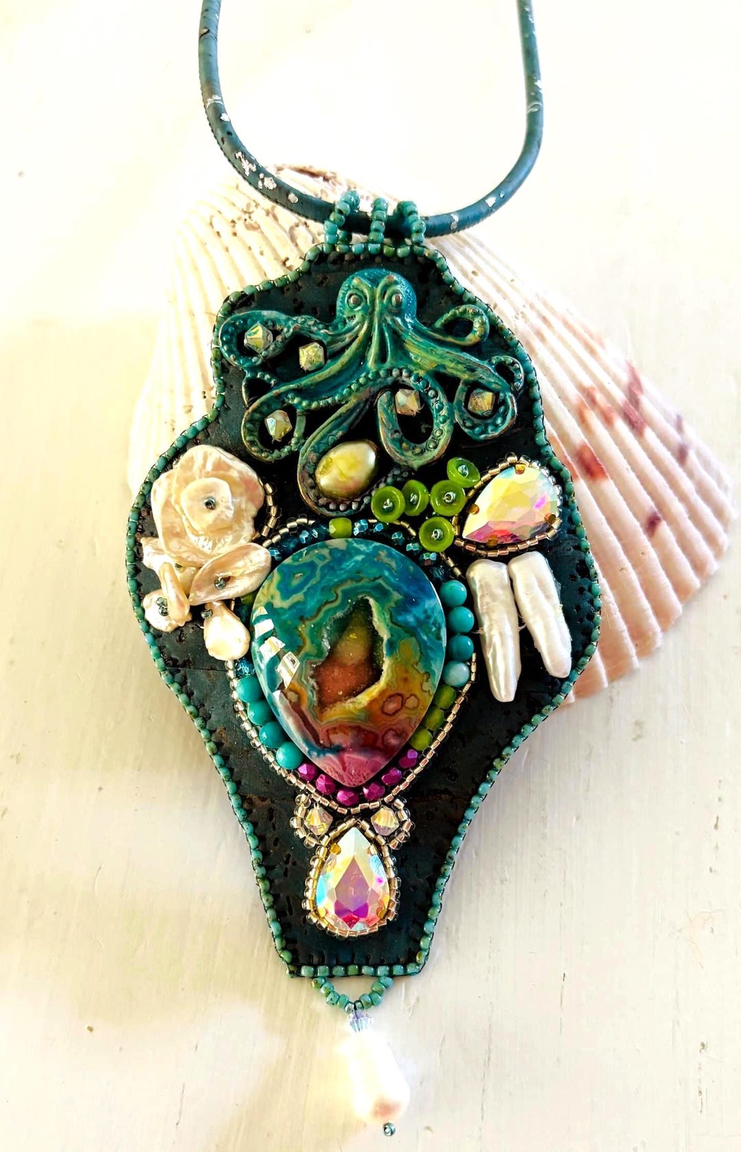 Octavia Kit Tutorial Pattern Bead Embroidery Art Pendant Freeform - Etsy