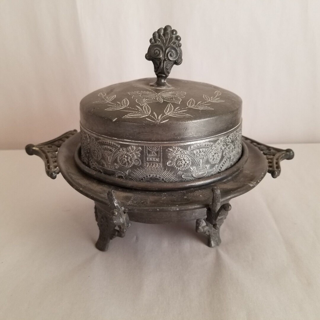 Antique L. Atkinson Triple Silver Plate Butter Dish With Lid – Egyptian ...