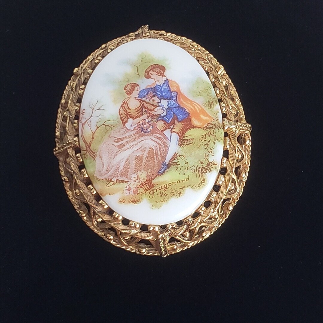 Vintage Mid Century Fragonard Courting Couple Brooch Pin - Etsy