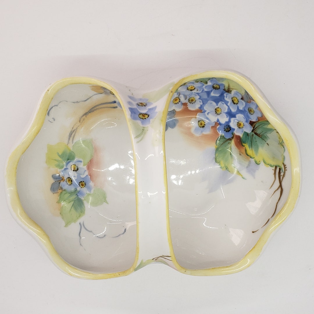 Antique Morimura Brothers Hand Painted Ceramic Handled Basket, Yellow ...