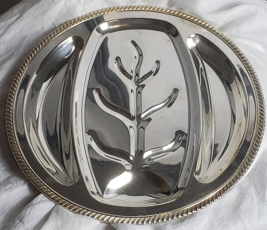Vintage Round Silver Plate Meat & Vegetable Serving Platter L.B.S. Co ...