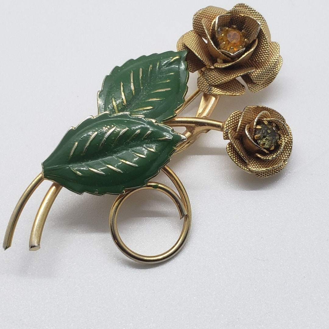 Vintage Gold Metal Cabbage Rose Brooch Cabbagecore - Etsy