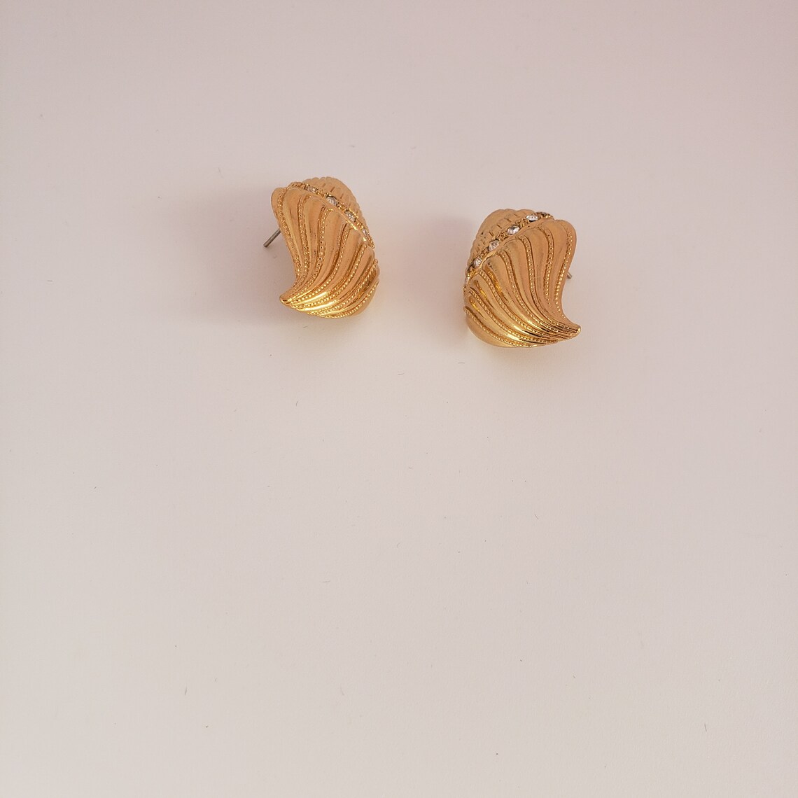 Vintage 80s KJL Avon Seashell Gold Earrings Signed | Etsy