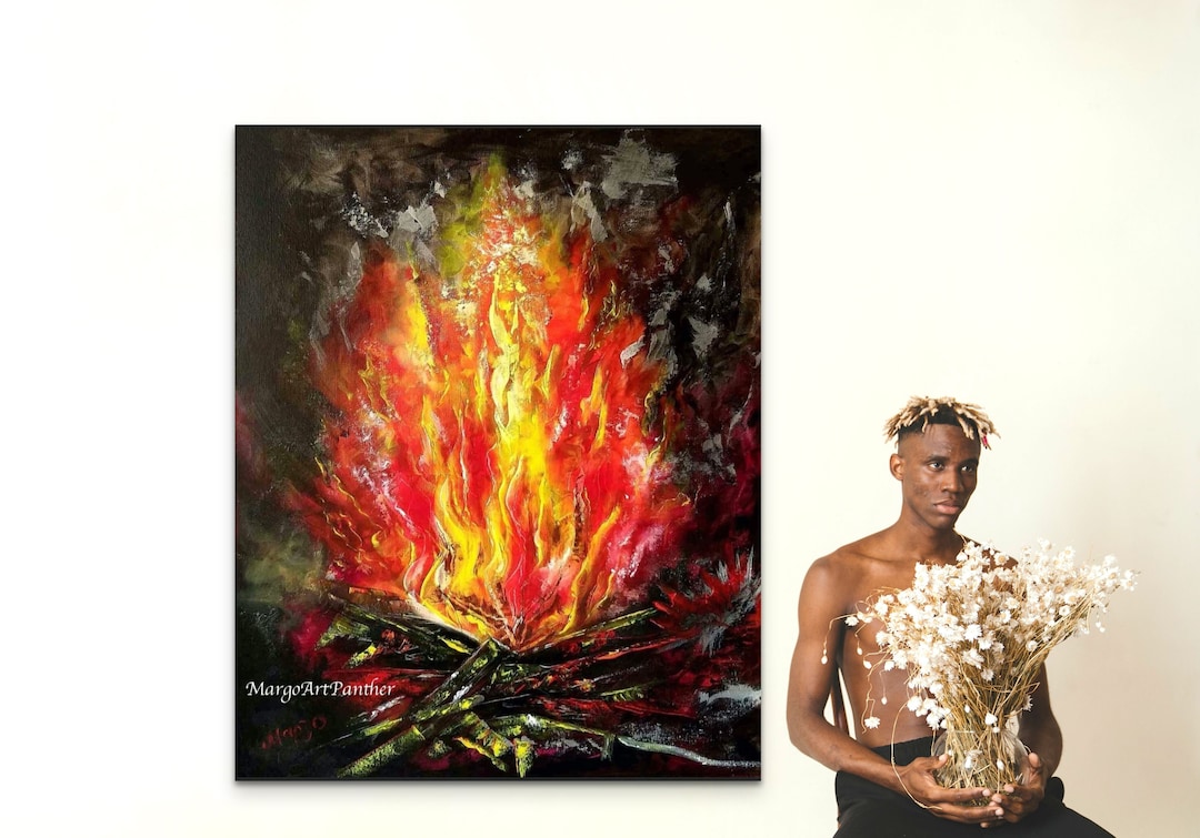 Fire Art-fire Painting-passion Artwork-bonfire Painting-fireplace ...